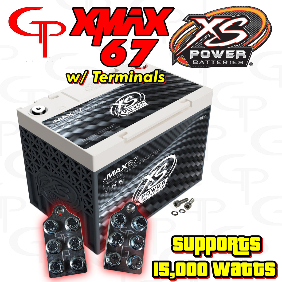 XS Power XMAX 67 Lithium Battery w/ 6 Spot Bolt Down Terminals 67AH ...