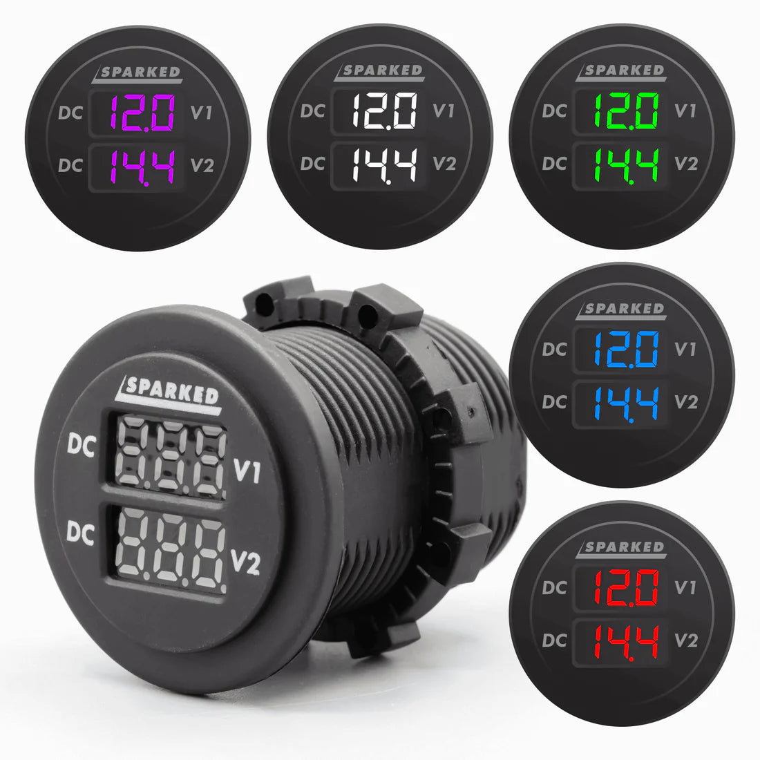 Sparked Innovations Dual Battery Voltmeter Monitor 12VDC for Main and ...