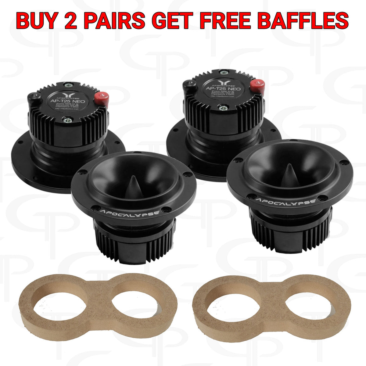 Deaf Bonce AP T25 NEO Super Tweeters (2 pair) w/ FREE Baffles – GP Car ...